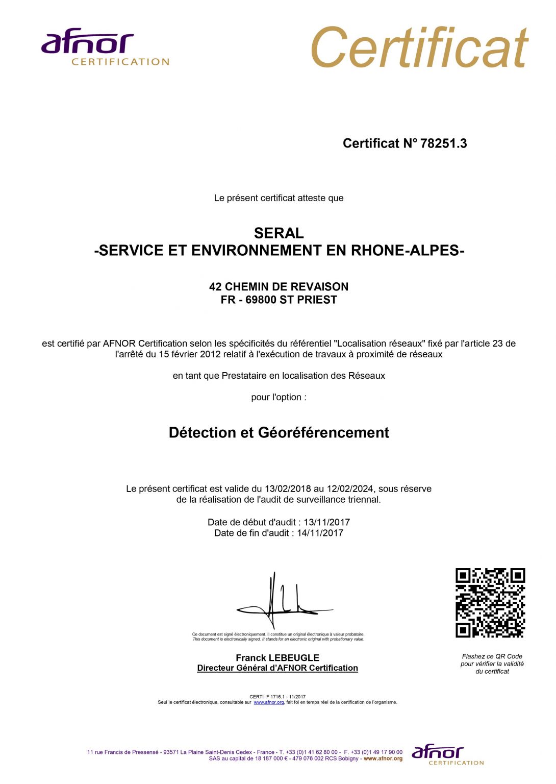 CERTIFICATION AFNOR - Coiro