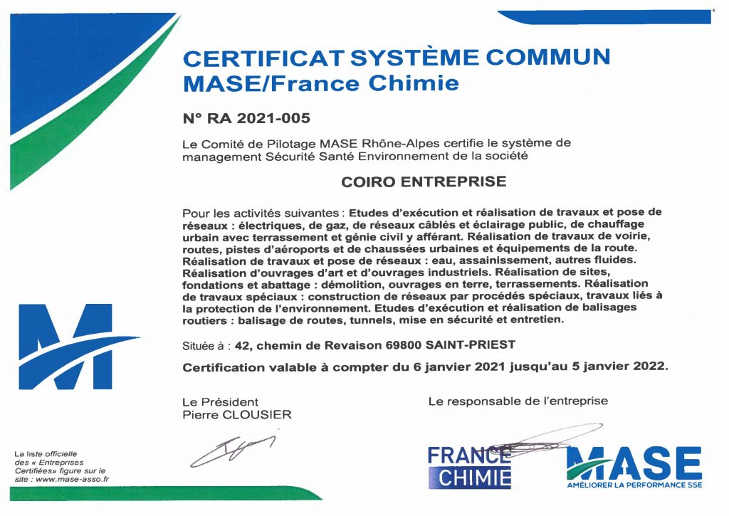 CERTIFICATION MASE - Coiro